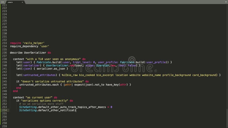 Ruby Programming Language Source Code Typing Effect Ruby Programmer Ticker Colored Commands
