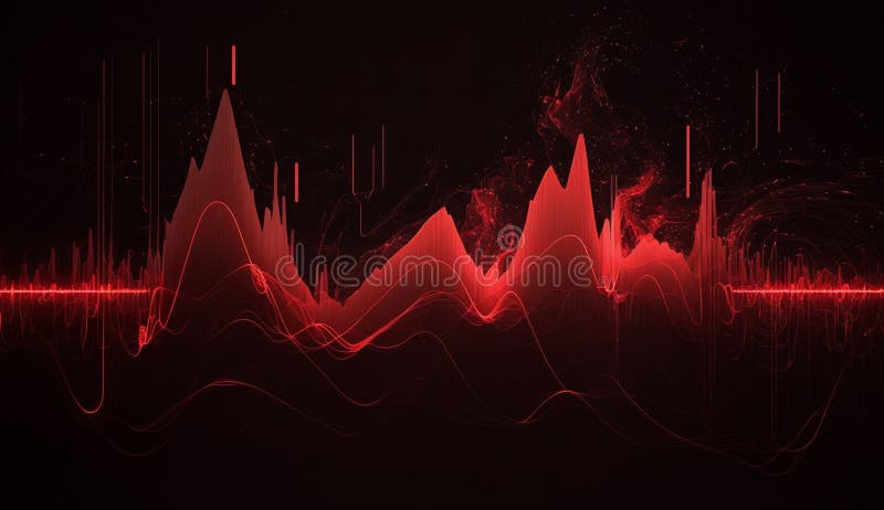 Ruby Radiance: Abstract Red Frequencies on Dark Background Stock ...