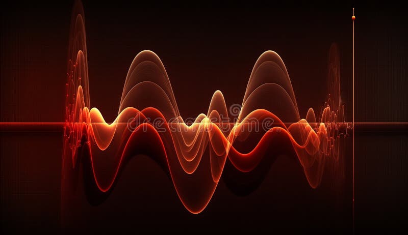 Ruby Radiance: Abstract Red Frequencies on Dark Background Stock ...