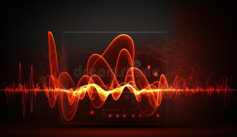 Ruby Radiance: Abstract Red Frequencies on Dark Background Stock ...