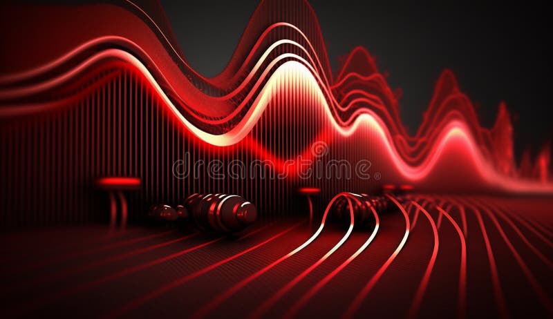 Ruby Radiance: Abstract Red Frequencies on Dark Background Stock ...