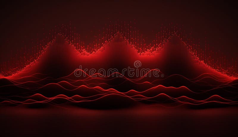 Ruby Radiance: Abstract Red Frequencies on Dark Background Stock ...