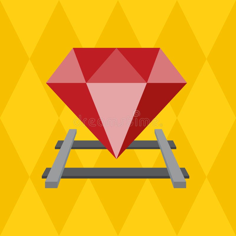 Ruby on the Railway. Vector Flat Design Stock Vector - Illustration of ...