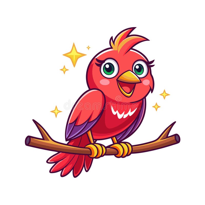Ruby Red Bird Cartoon Character Illustration Stock Vector ...