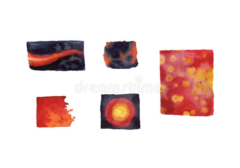 Ruby Red and Bright Orange Artistic Texture Set Stock Image - Image of ...