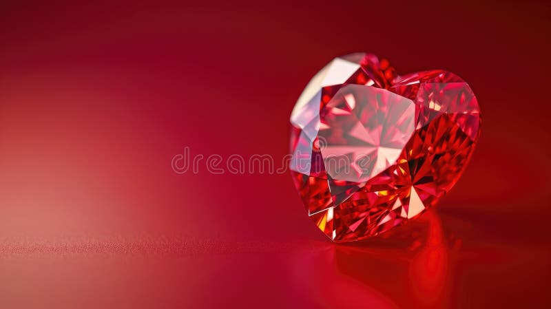 Ruby Red Diamond Heart Sparkling Against a Vivid Red Backdrop, Ai ...