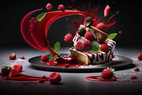 Ruby Red Food Presentation. AI Generated Stock Illustration ...