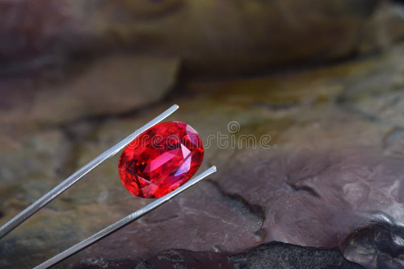 Ruby is Red Gem Beautiful and Rare, with Glitter and Reflections in the ...