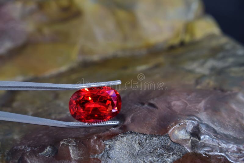 Ruby is Red Gem Beautiful and Rare, with Glitter and Reflections in the ...