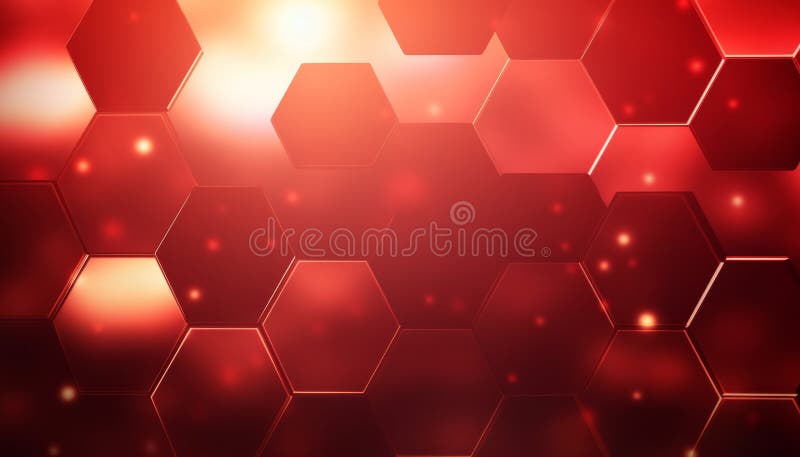Ruby Red Hexagons with Bright Lighting Edges. Banner Template Geometric ...