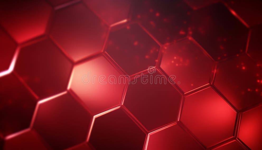 Ruby Red Hexagons with Bright Lighting Edges. Banner Template Geometric ...
