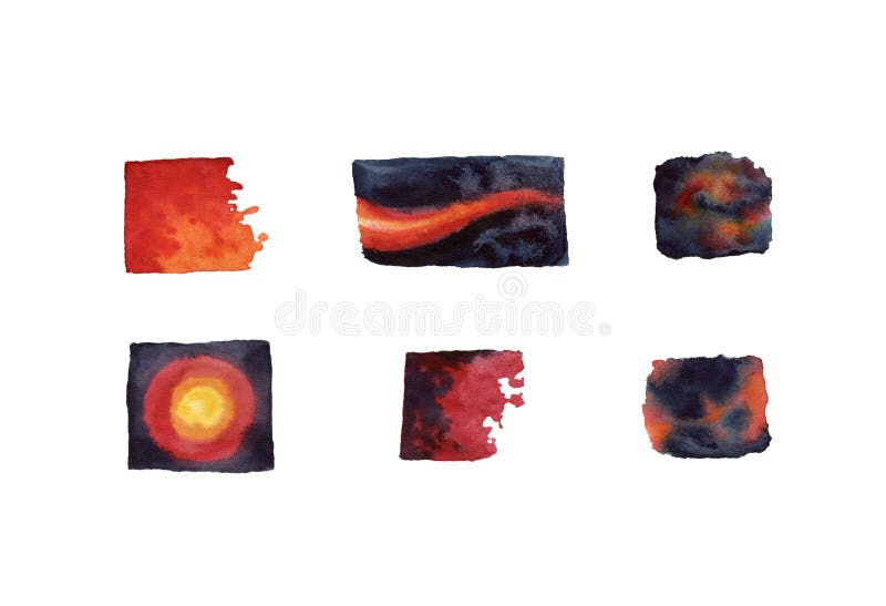 Ruby Red and Orange Watercolor Radiance Artistic Set Stock Image ...