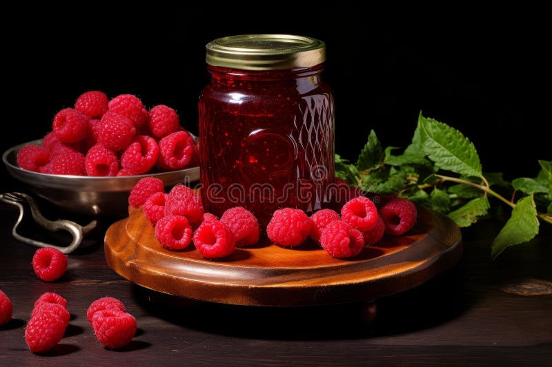 Ruby-red Raspberry Jam. Generate Ai Stock Photo - Image of nature ...