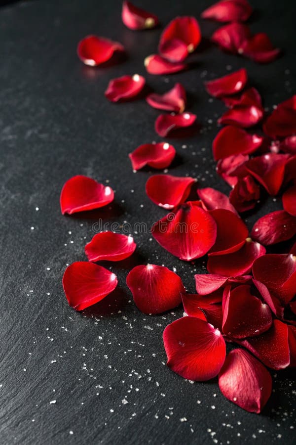 Ruby Petals on Black Background Stock Illustration - Illustration of ...