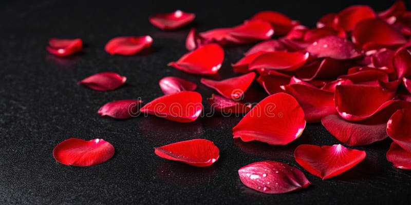 Ruby Petals on Black Background Stock Illustration - Illustration of ...