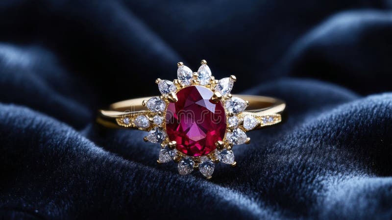 Ruby Ring with Diamond Touch Stock Image - Image of unique, precious ...