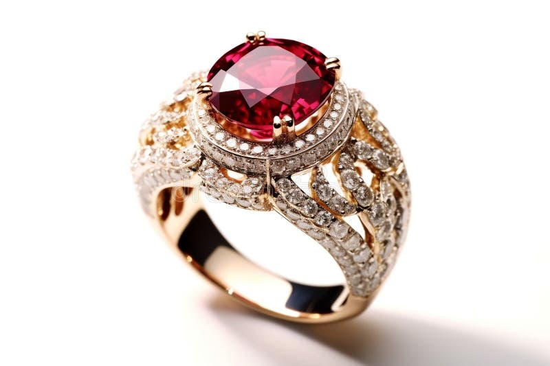 Ruby Ring with Diamonds Isolated on Transparent Background Illustration. AI Stock Illustration ...
