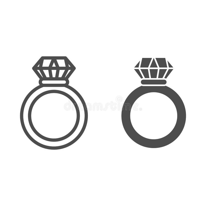 Ruby Ring Line and Glyph Icon. Ring with Gem Vector Illustration ...