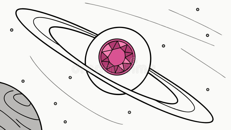 Ruby Ring Orbiting Abstract Planet, Vector Design Generative AI Stock ...