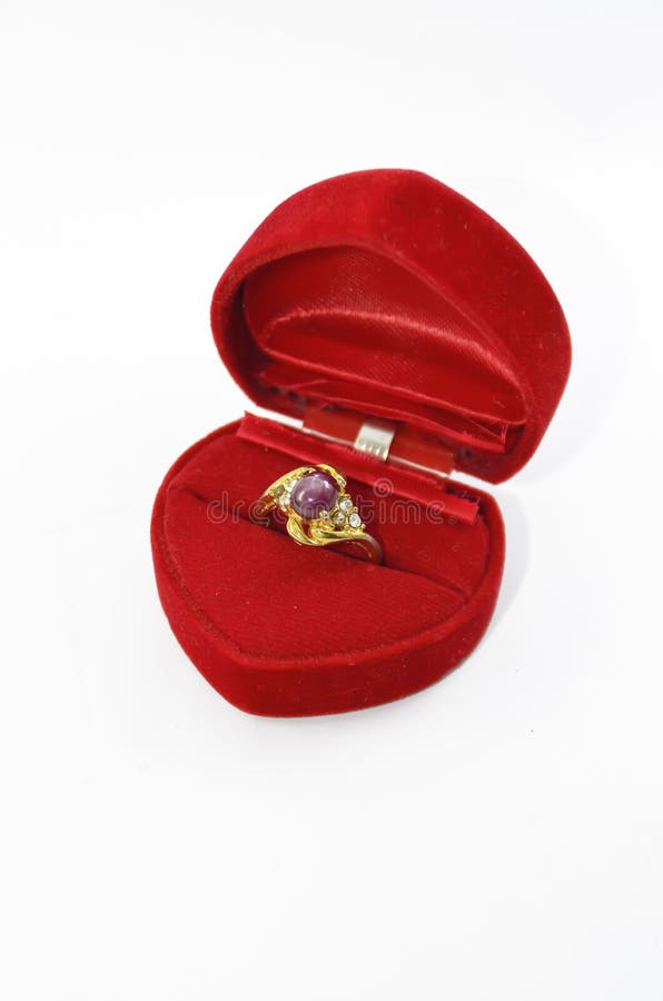 Ruby Ring in the Rings Box stock image. Image of earring - 27356759
