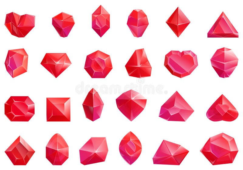 Ruby Rock Icons Set Cartoon Vector. Magic Stone Stock Vector ...