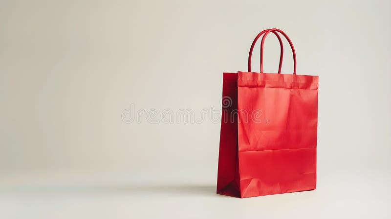 Ruby Shopping Bag on a White Background with Copy Space Stock ...