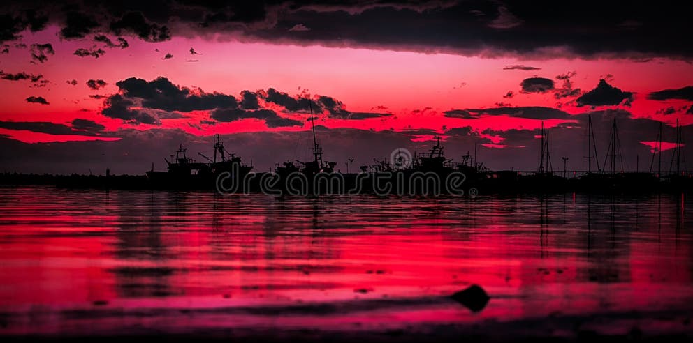 Ruby sunset stock photo. Image of horizon, ruby, reflections - 46098768