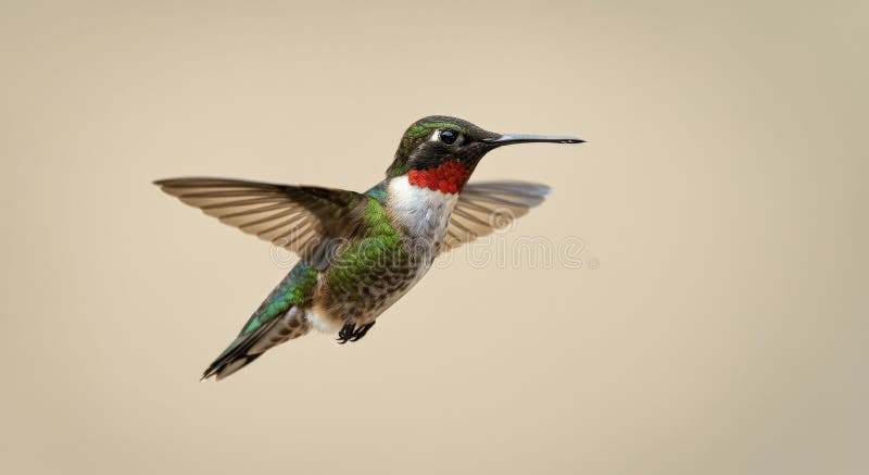 Ruby Throated Hummingbird Vibrant Red Throat Feathers Stock Photos ...