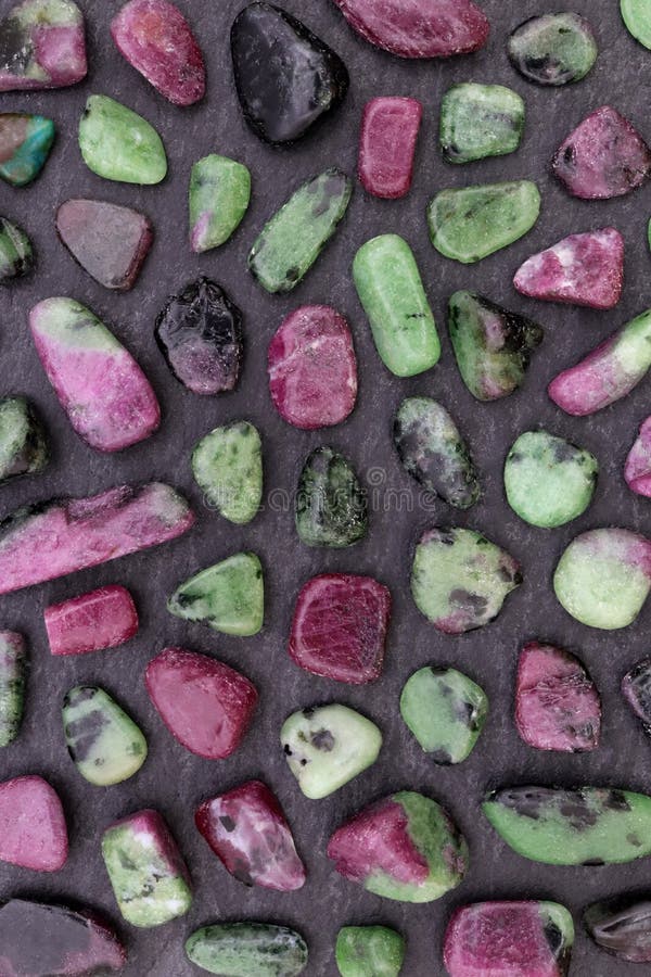 Ruby Zoisite Rare Stones Texture on Black Stone Background Stock Photo ...