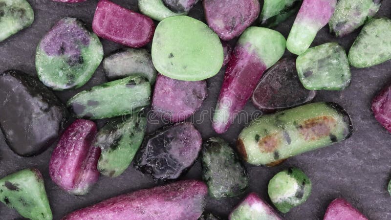 Ruby Zoisite Rare Jewel Stones Texture on Black Stone Background ...