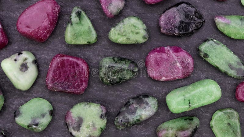Ruby Zoisite Rare Jewel Stones Texture on Black Stone Background ...