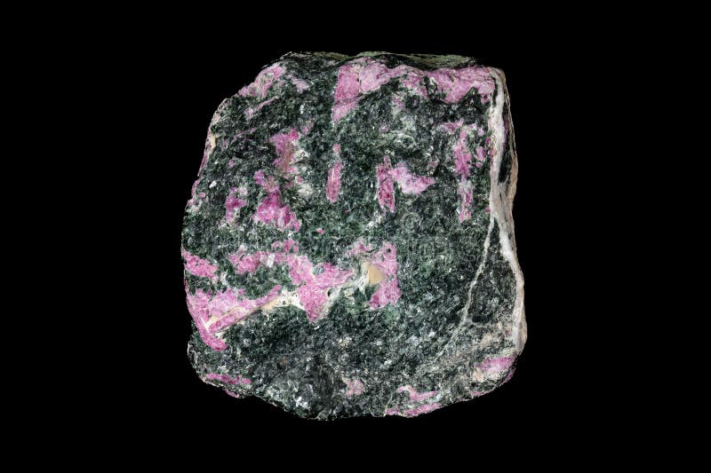 Ruby Zoisite Specimen, on Black Background. Stock Photo - Image of ...