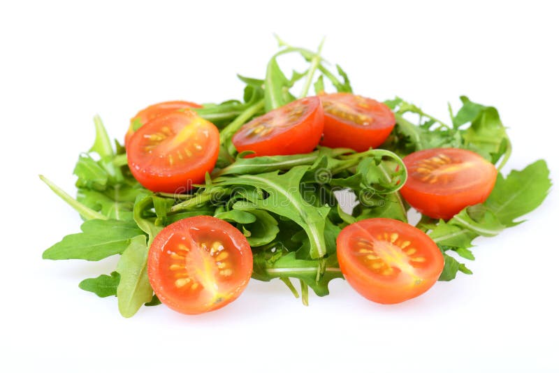 Ruccola with tomatos stock photo. Image of round, arugula - 48009180