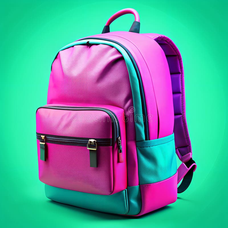 Fabric Backpack with Many Zips and Pockets Brightly Coloured Background ...