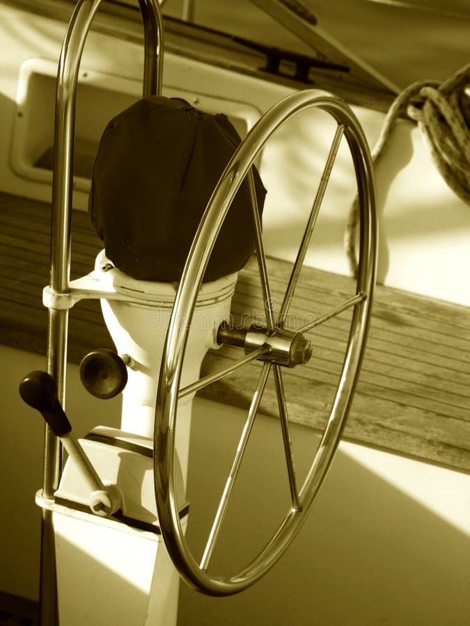 Yacht Rudder in Black and White Stock Photo - Image of black, command ...