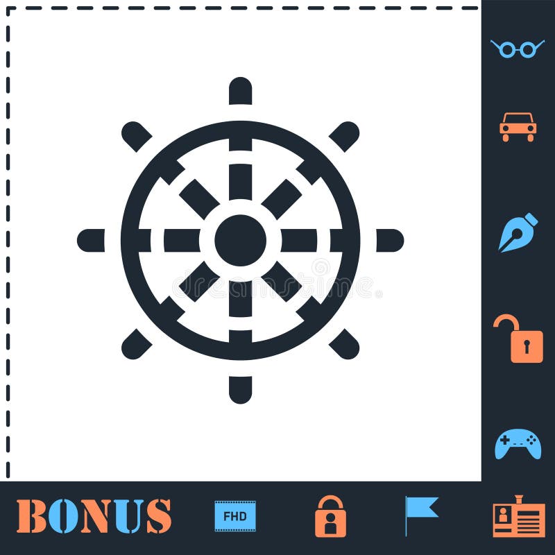 Rudder icon flat stock vector. Illustration of driving - 145829683