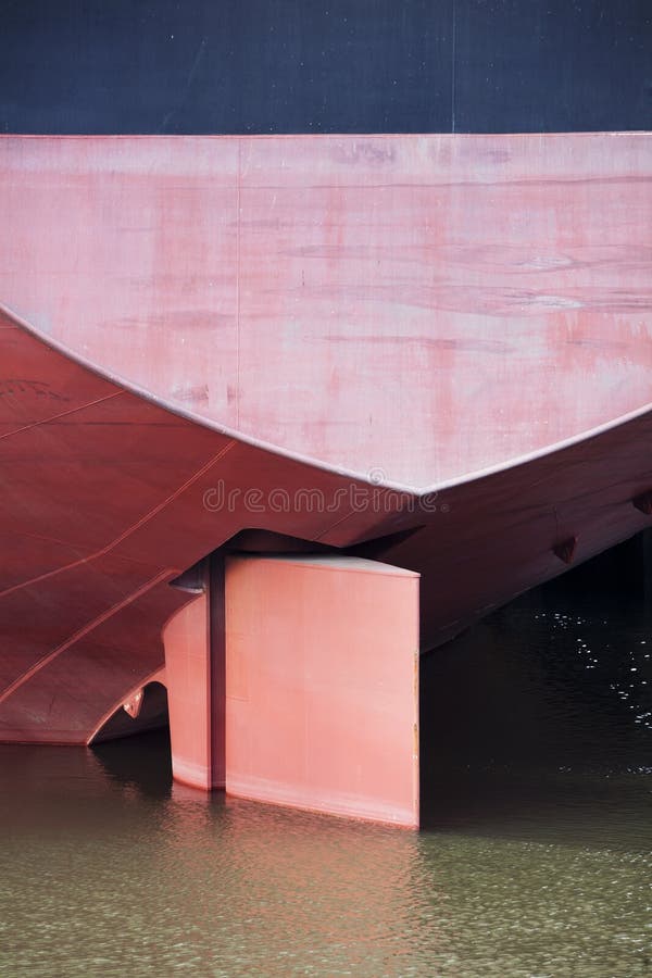 Rudder of an Old Commercial Ship. Rudder Seen from the Wharf of Stock ...