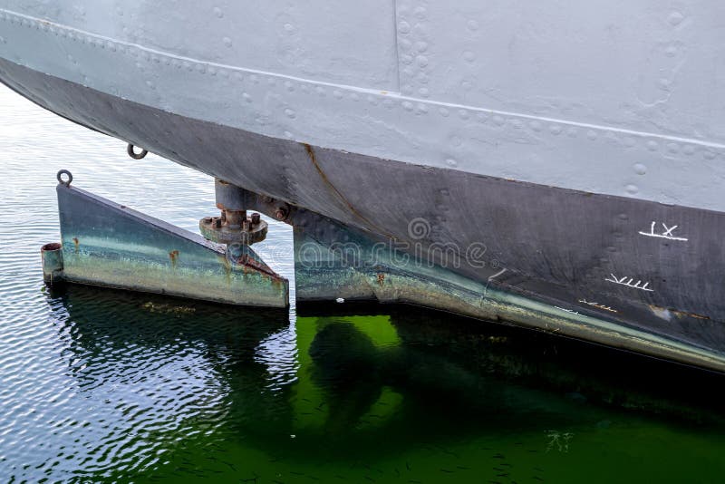 Rudder of a ship stock photo. Image of draught, riveted - 225446252