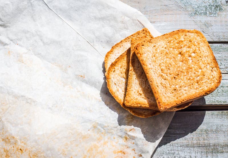 Ruddy Crispy Toast for Breakfast, Top View Stock Photo - Image of ...