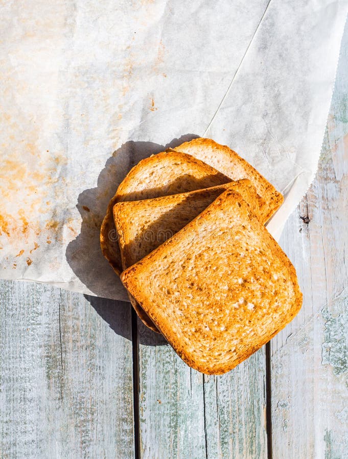 Ruddy Crispy Toast for Breakfast, Top View Stock Image - Image of snack ...