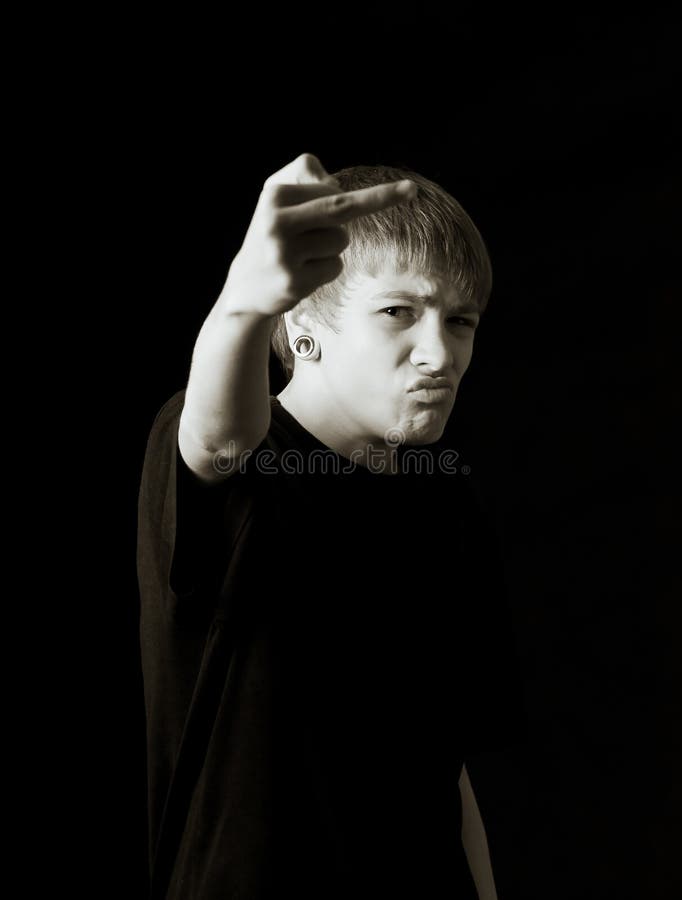 Rude gesture stock photo. Image of adolescence, caucasian - 18635728