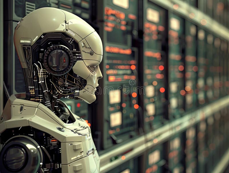 Vintage Computers and Robot Stock Illustration - Illustration of ...