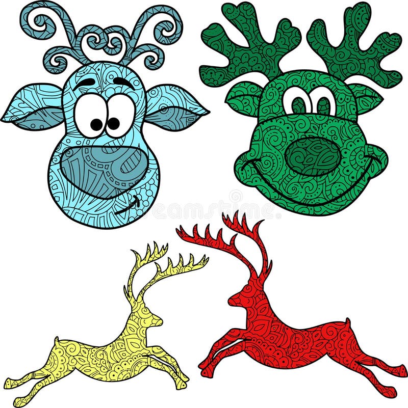 Rudolph Reindeer Doodle Vector Illustration Stock Vector - Illustration ...