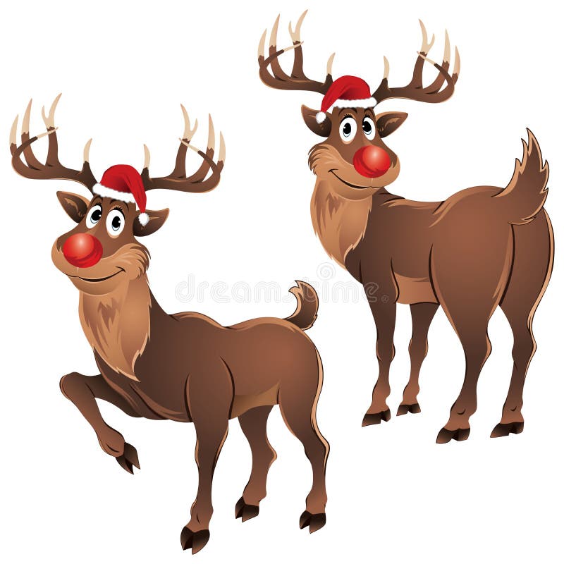 Rudolph the Reindeer Two Poses Stock Illustration - Illustration of ...