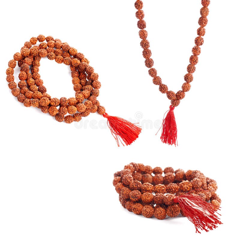 Rudraksha Rosary in a Female Hand. Japa Mala. Stock Photo - Image of ...