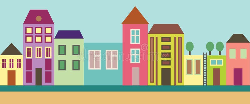 Rue D'une Ville Avec Des Boutiques Illustration de Vecteur ...