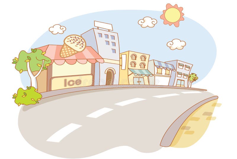 Rue Et Bande Dessinée De Ville Illustration Stock - Illustration du ...