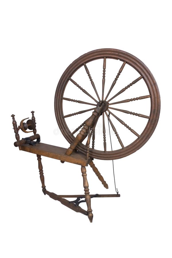 Rueca De Madera Manual Vieja De La Rueda De Hilado Aislada En Blanco ...