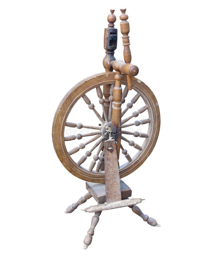Rueca De Madera Antigua Aislada Imagen de archivo - Imagen de habilidad ...