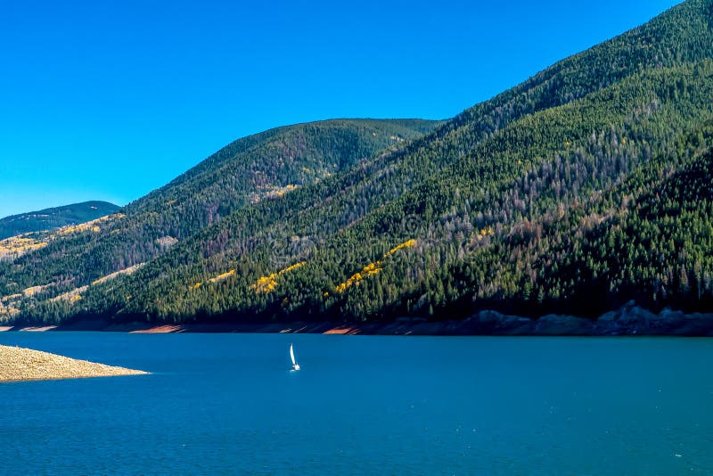 Ruedi Reservoir in Colorado with Sailboat Stock Photo - Image of ...